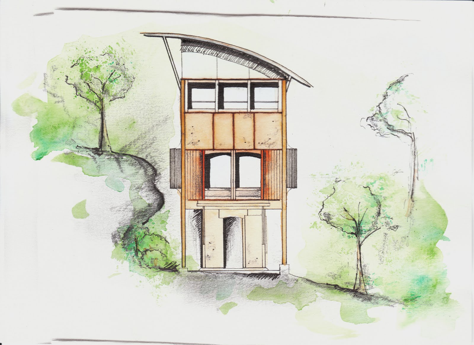 Luen Samonte: ARCH1142 Week 3- Rendering Trial with Watercolour, Ink ...