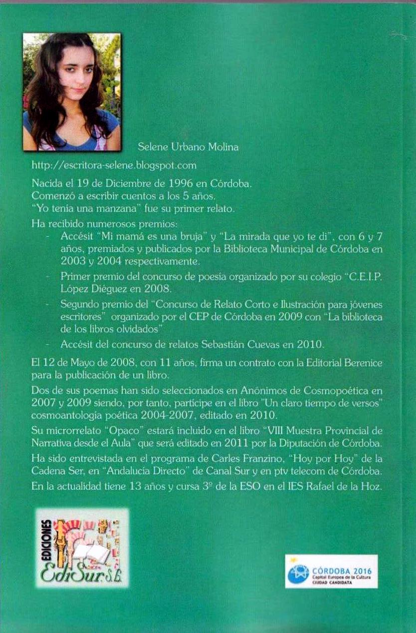 Selene escritora: Portada y Contraportada de mi libro.