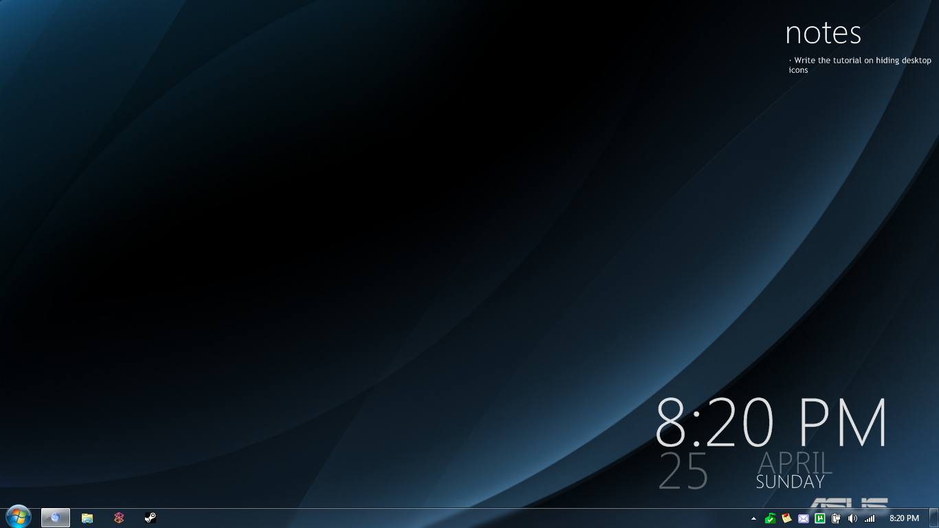 great technique: Technique: How to hide all icons on the desktop in ...