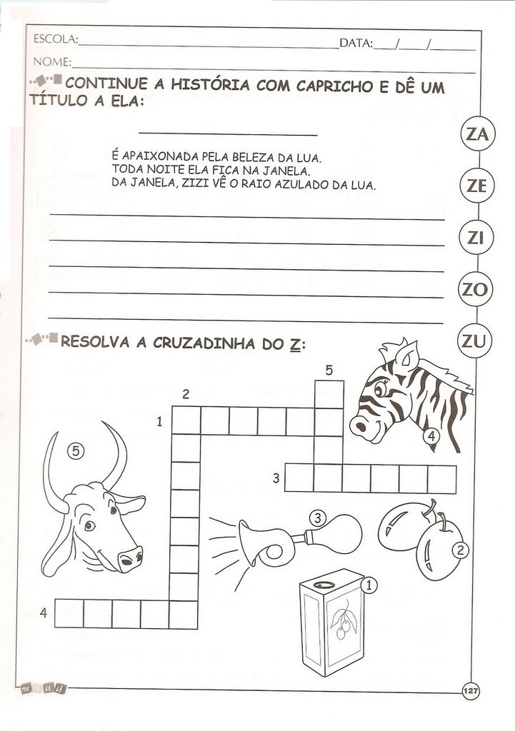 Simone Alfabetização: Atividades com a letra Z