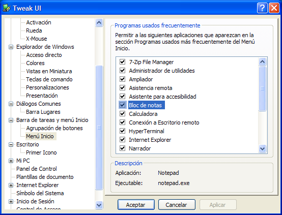 Tweak UI en español para Windows XP SP1 ó superior | V.E.O. Software