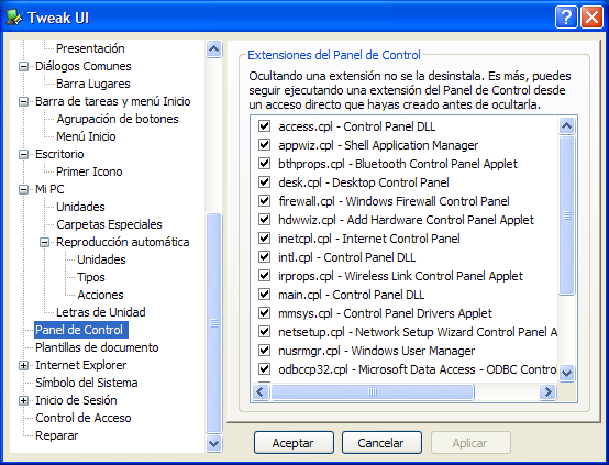 Tweak UI en español para Windows XP SP1 ó superior | V.E.O. Software