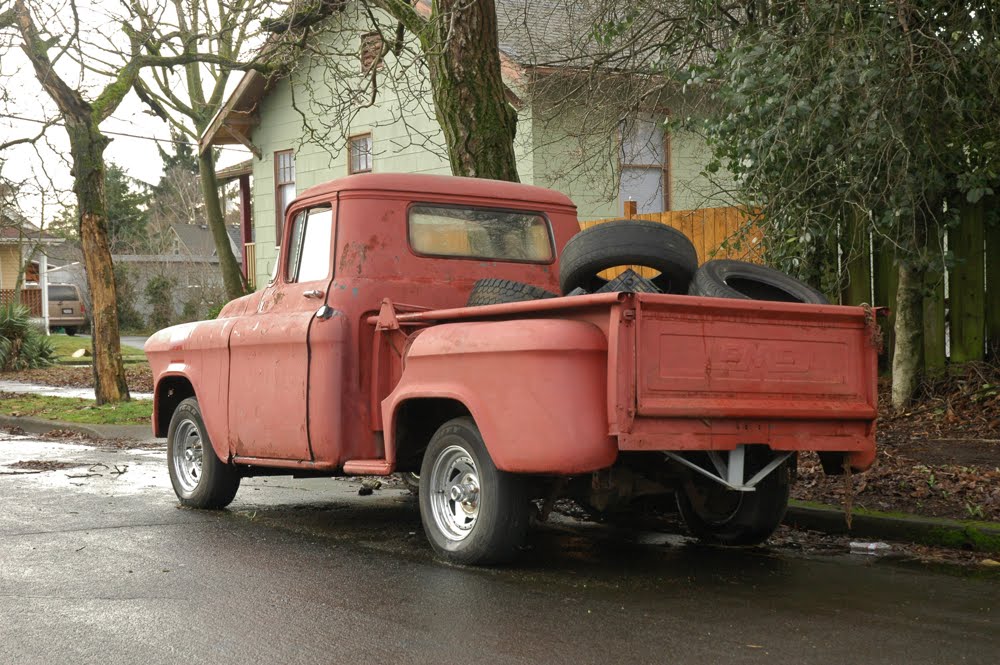 OLD PARKED CARS.: 1956 Chevy Stepside Pickup.