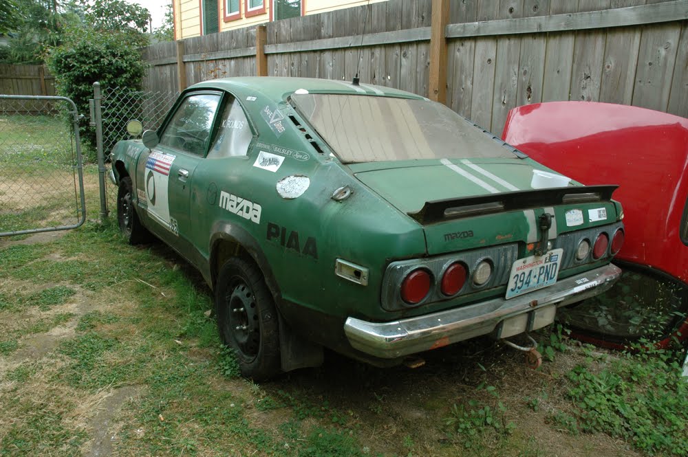 OLD PARKED CARS.: 1973 Mazda RX-3 Rally Car.