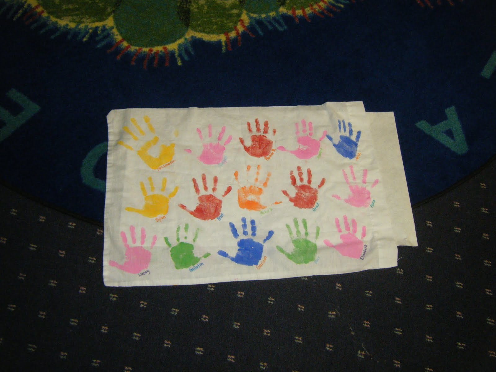 Kindergarten Times: Handprint pillow case and Mother's Day card