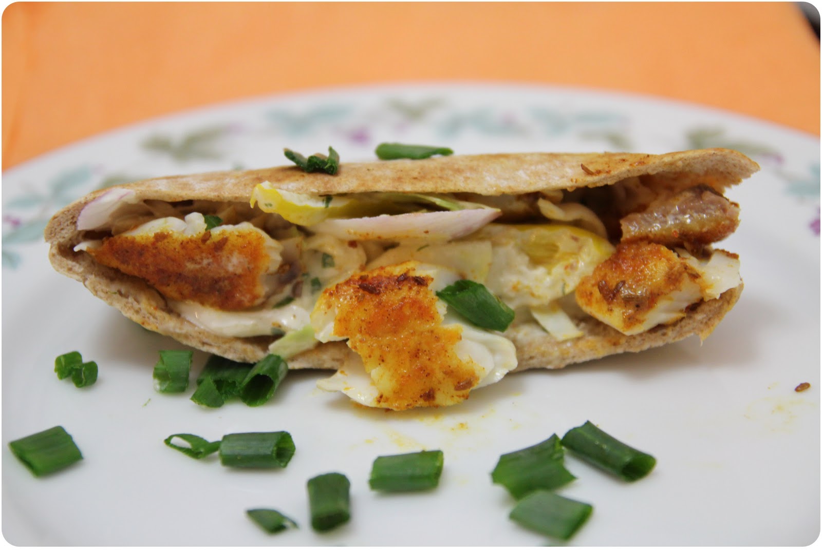 The Spice Rack: Pita Pockets filled with fish, cabbage and mayo sauce
