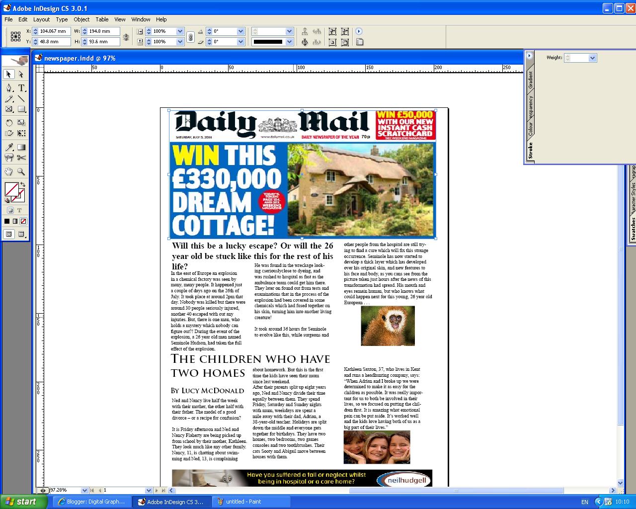 Digital Graphics: Newspaper Front Cover