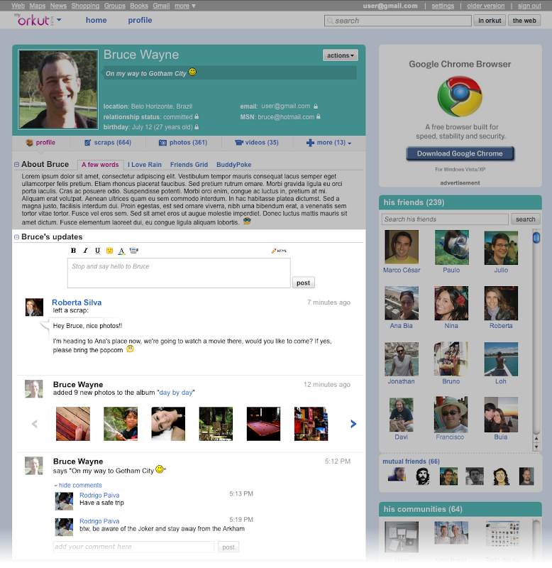 Orkut Latest Template Design Preview | Scrap Everyone