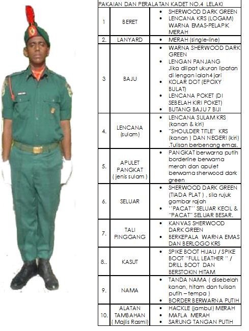 KADET REMAJA SEKOLAH: Pakaian KRS Putera