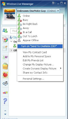 The Unknown OneNote Guy's Blog: Windows Live Messenger Send To OneNote 2007