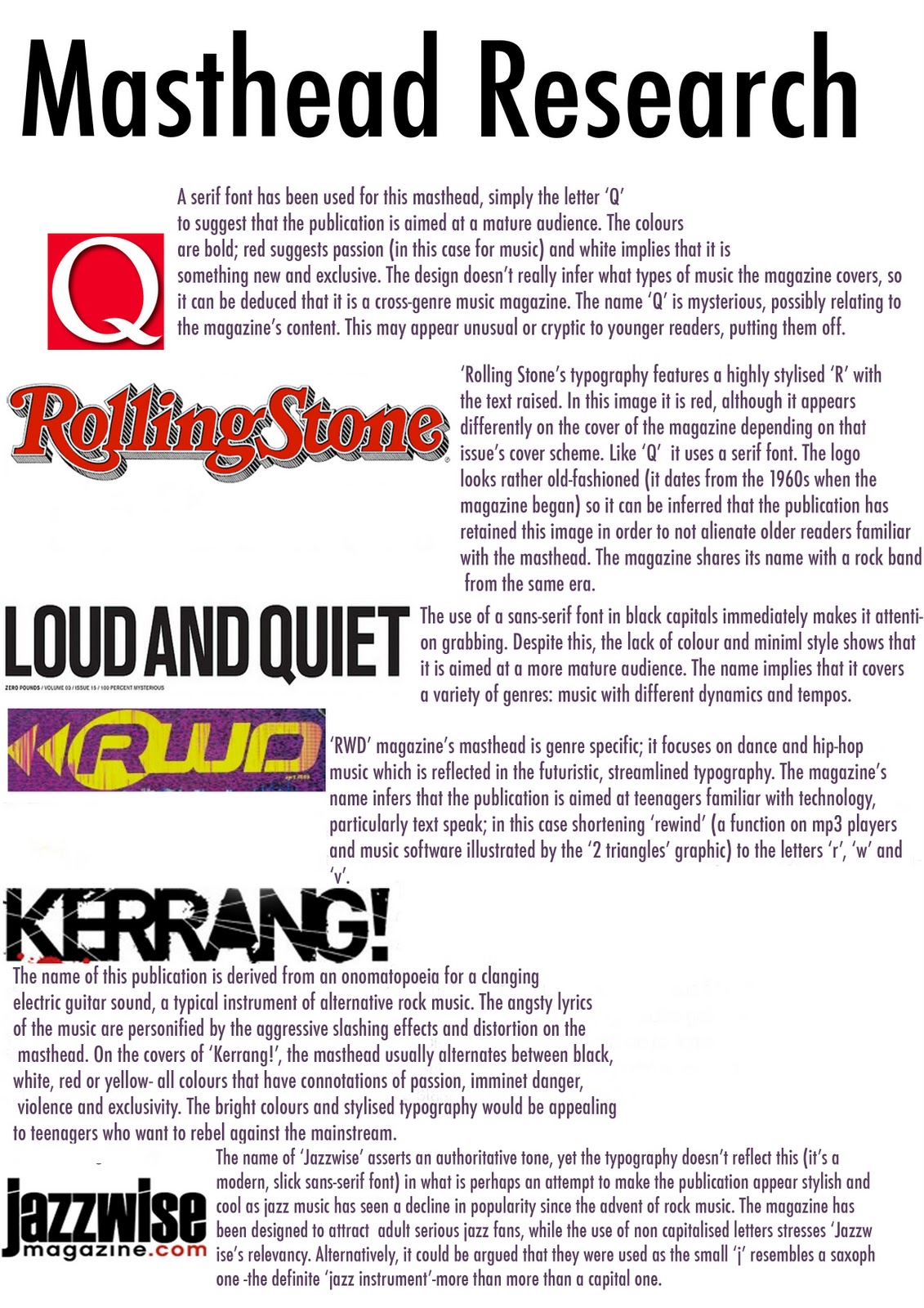 AS Foundation Production: Music Press: Masthead Research