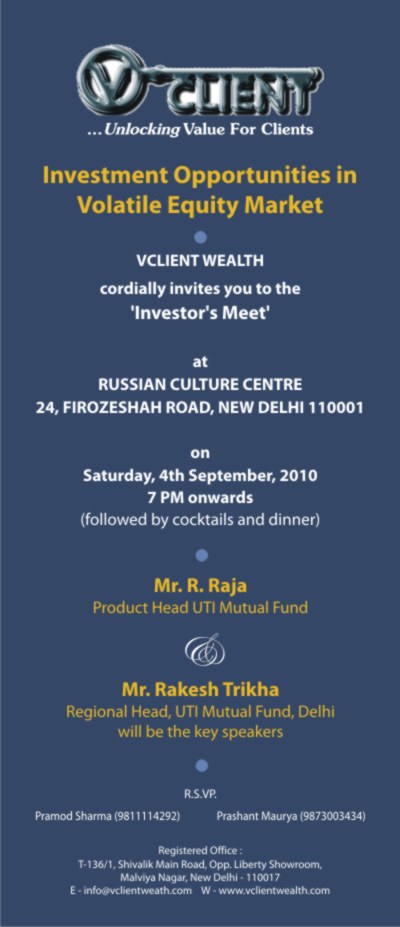V Client Wealth: Invitation Card for the Investor Meet.........