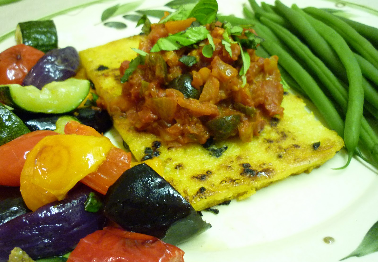 New Thinking on Food: Olive Polenta with Roasted Mediterranean Vegetables