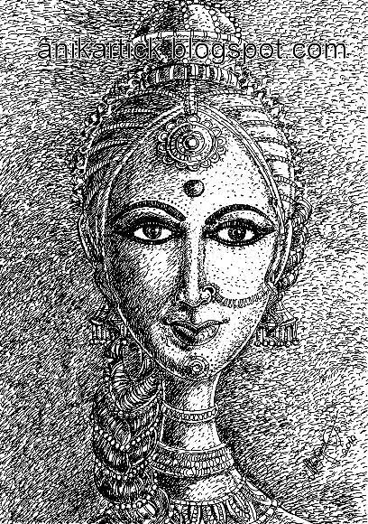 Indian Artist Gallery: Indian Art - INDIAN TRADITIONAL GIRL - Pen ...