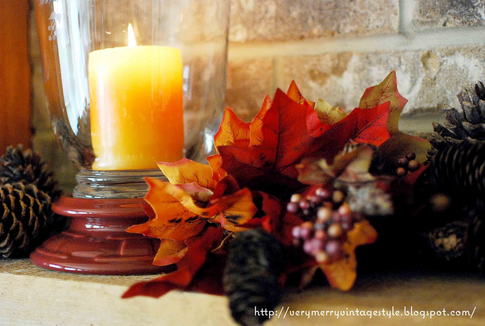 Very Merry Vintage Syle: Thanksgiving Mantel Idea {Peaceful, Warm and Calm}