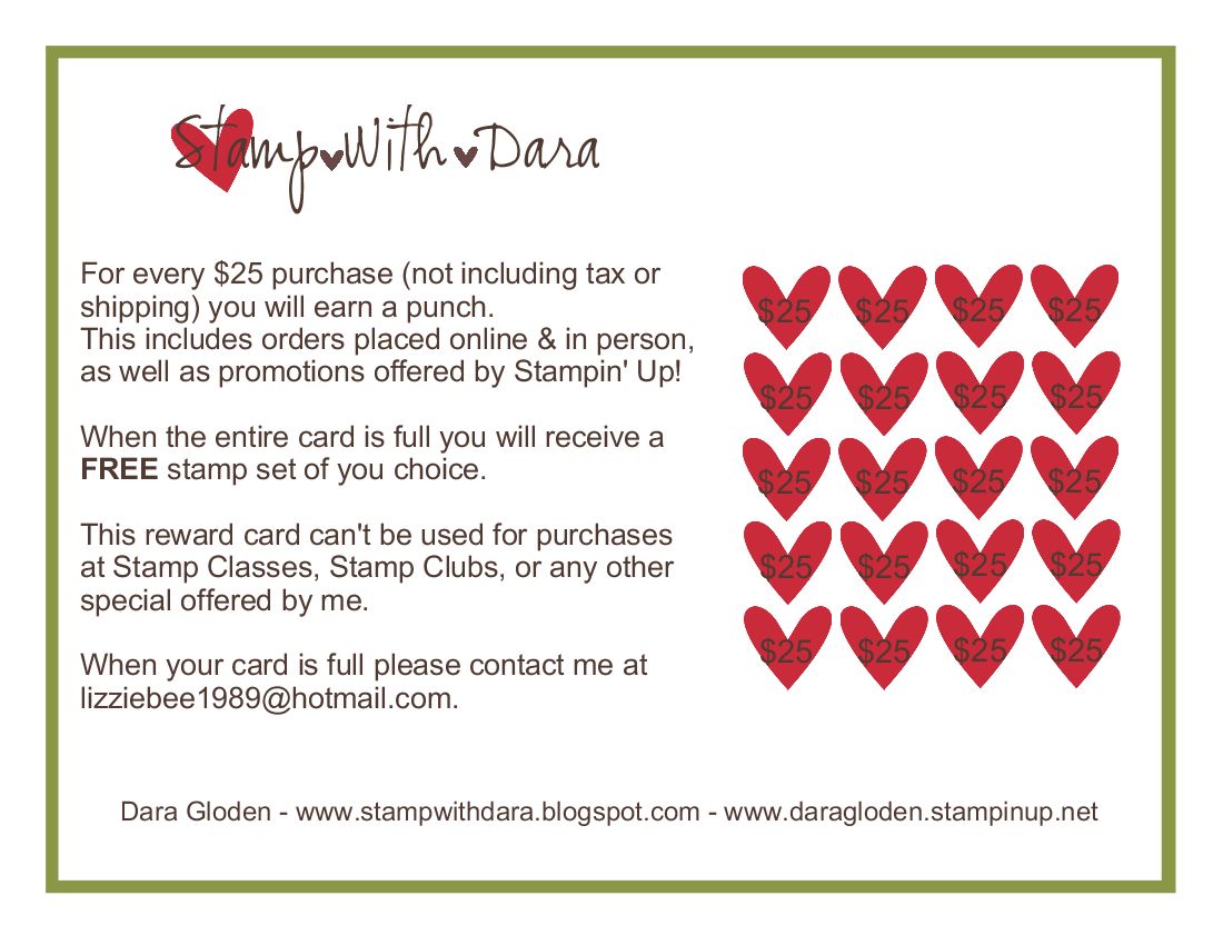Stamp with Dara: Stamping Rewards Card