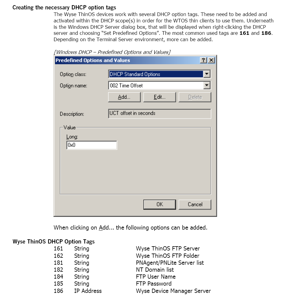 Technical Blog: Adding WYSE DHCP Options with Command Line