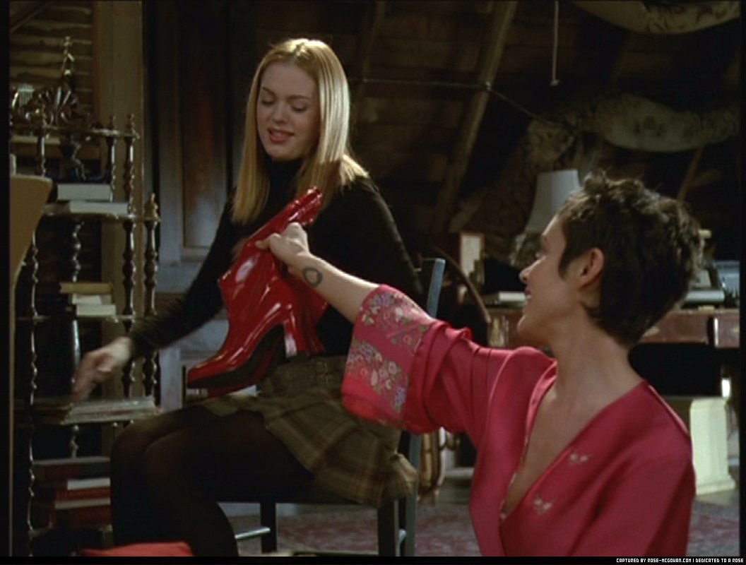 Ladies in Satin Blouses: alyssa milano - pink satin robe (charmed)