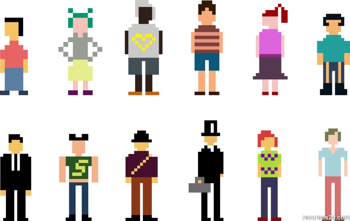 Gente Pixel (Pixel People in vector) | Recursos 2D