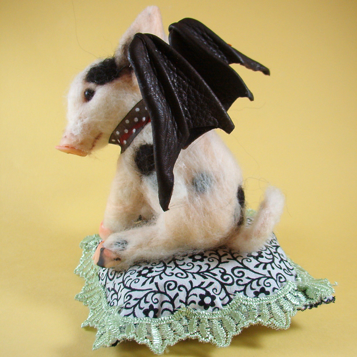 Needle Felted Art by Robin Joy Andreae: Bea, the Bat Pig