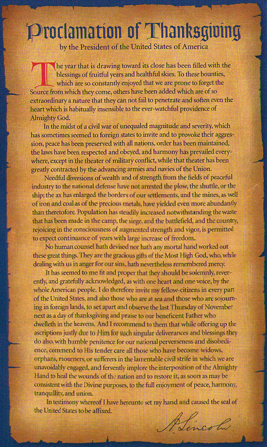 Pro Ecclesia * Pro Familia * Pro Civitate: The First Thanksgiving