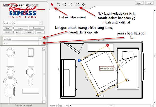 Bina plan ruang tamu & layout bilik dengan roomfulexpress