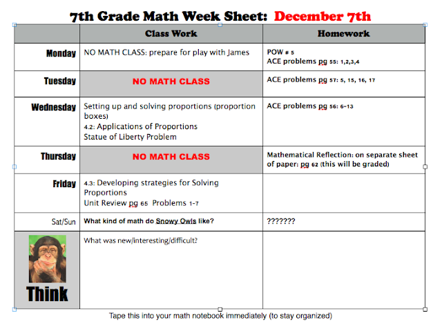 Off The Hypotenuse: This is What 7th Grade Weekly Homework Looks Like: