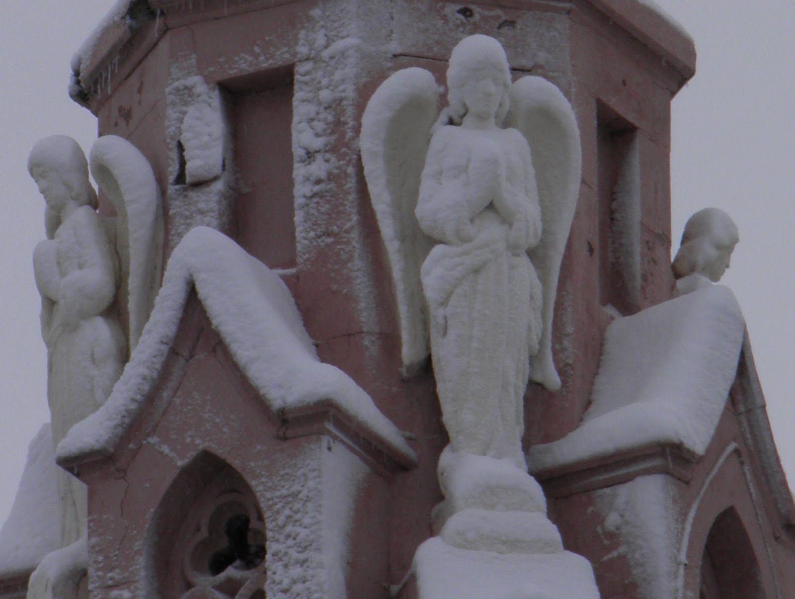 walking flagstaff: snow angels, snow gargoyles, snow mary and jesus