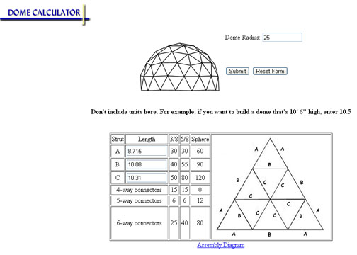 Dome calculation tool - tennisdarelo
