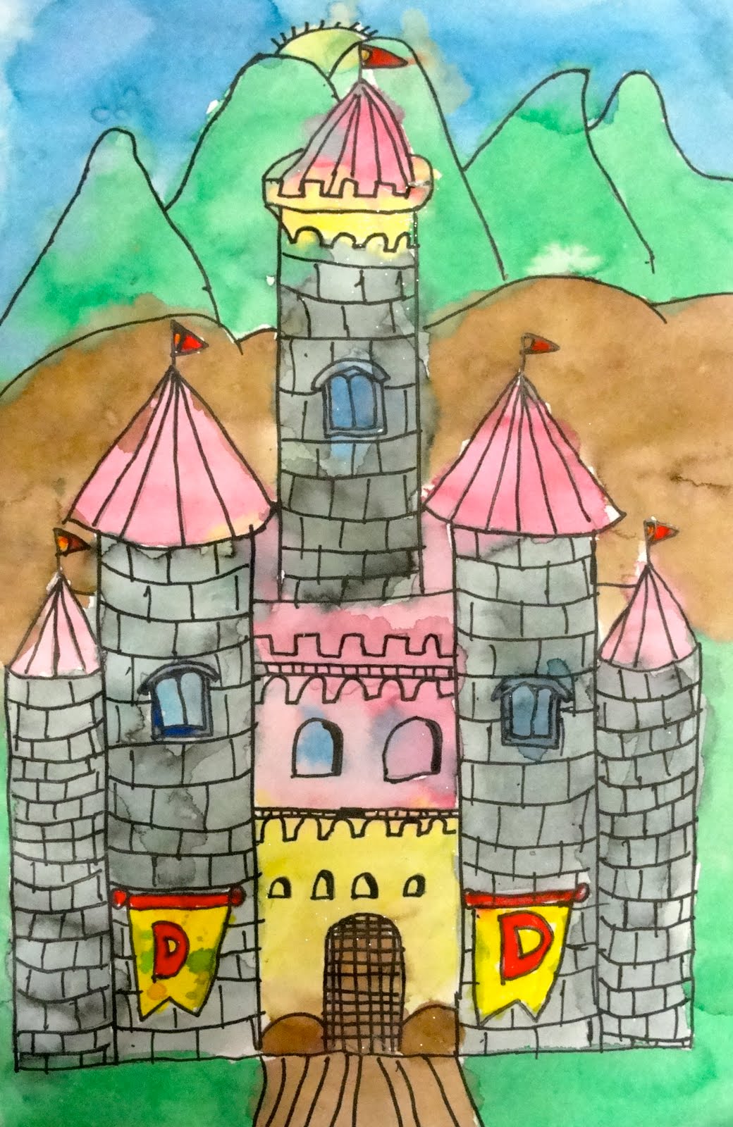 Deep Space Sparkle Art Lessons for Kids: Castles in Watercolor and Marker
