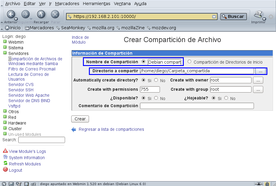 UsuarioDebian: Samba: compartir recursos con contraseña