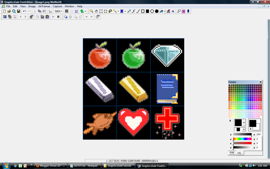 Dman 2D: Making a Sprite Sheet with GraphicsGale TUTORIAL