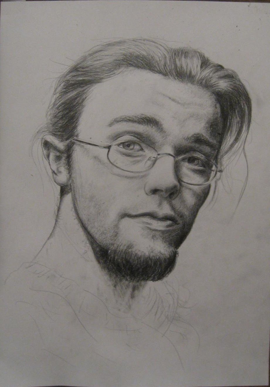jabolparabol: Self Portrait - drawing and oil painting