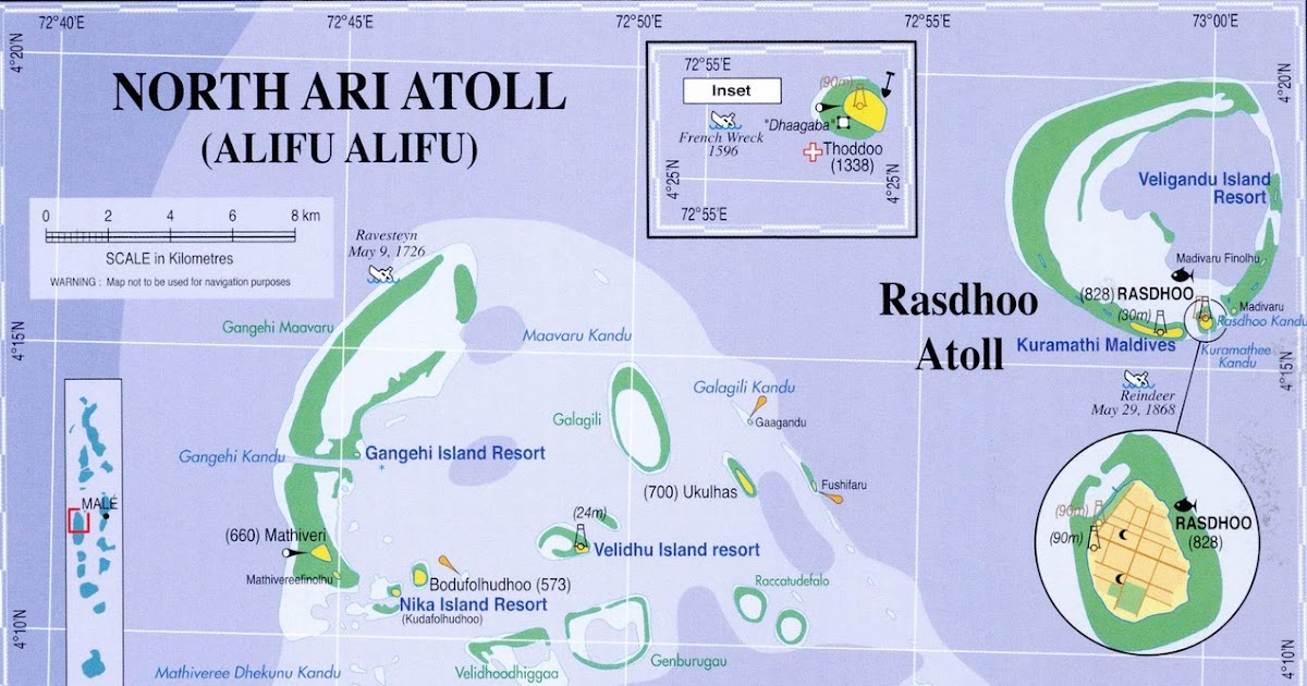 :: Maps of Maldives ::: Map - 11, Alif Alif Atoll