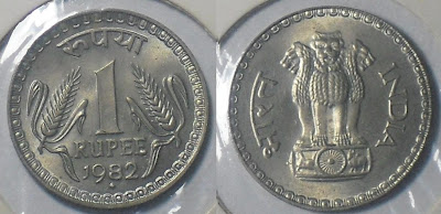 My coin collection: One Rupee coins - XI