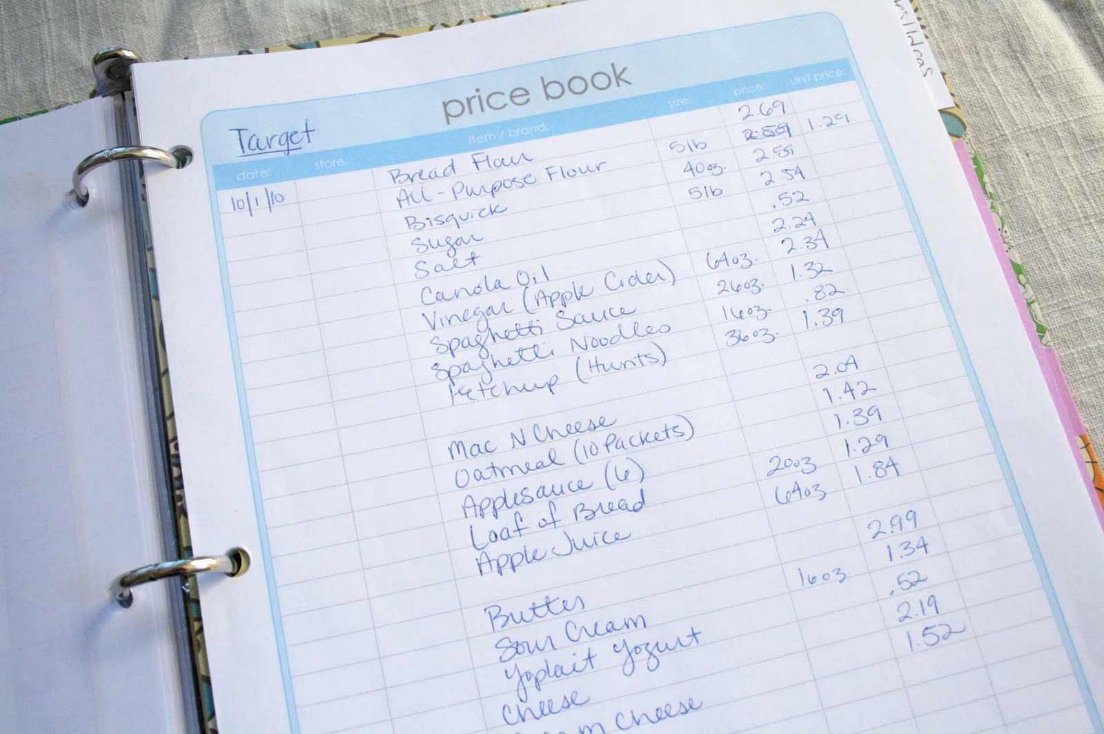 The Creative Place: Creating a Food Planning Binder