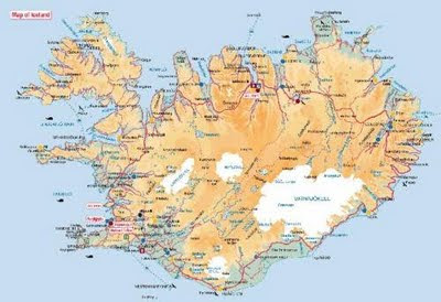 Online Maps: Iceland physical map