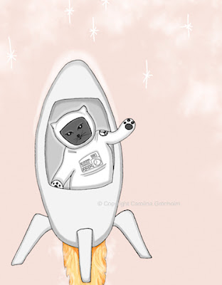 Carolina Grönholm: The Astronaut Cat, Illustration Friday, Reverse