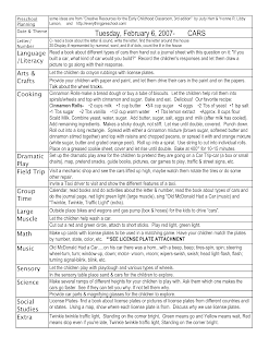 Preschool Is Fun Planning Activities: Cars Lesson Plan