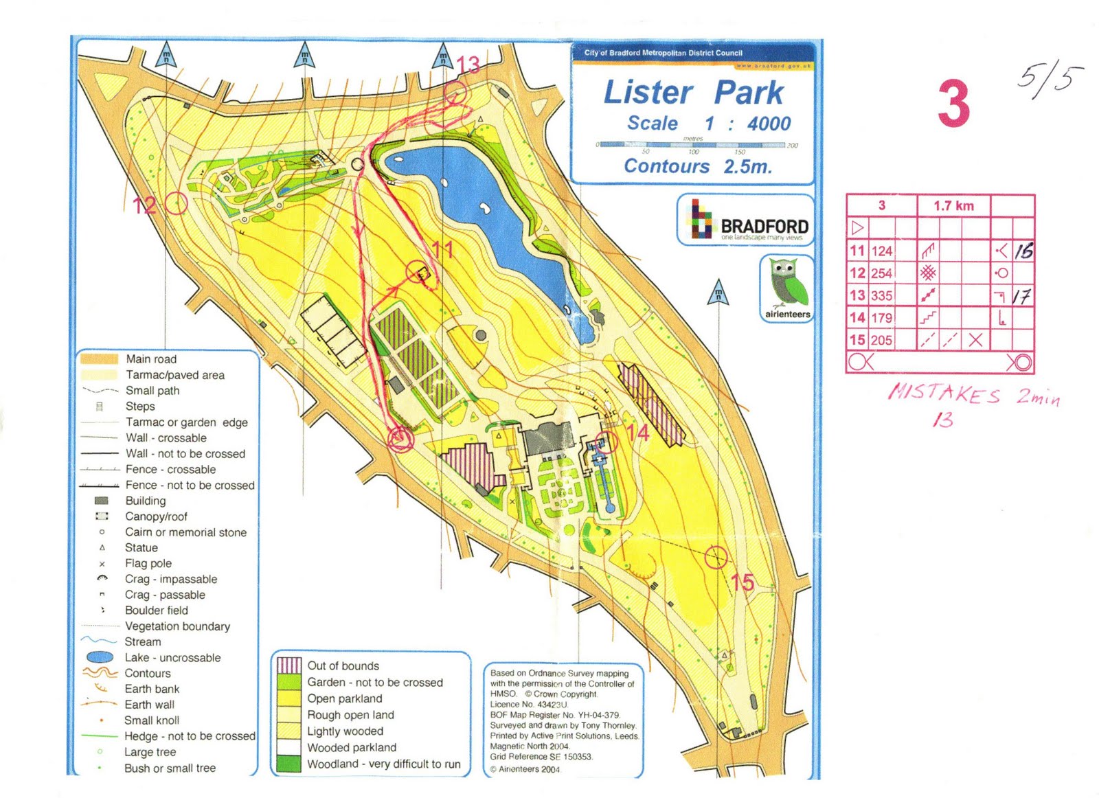 Orientēšanās kartes: Lister Park (Bradford)