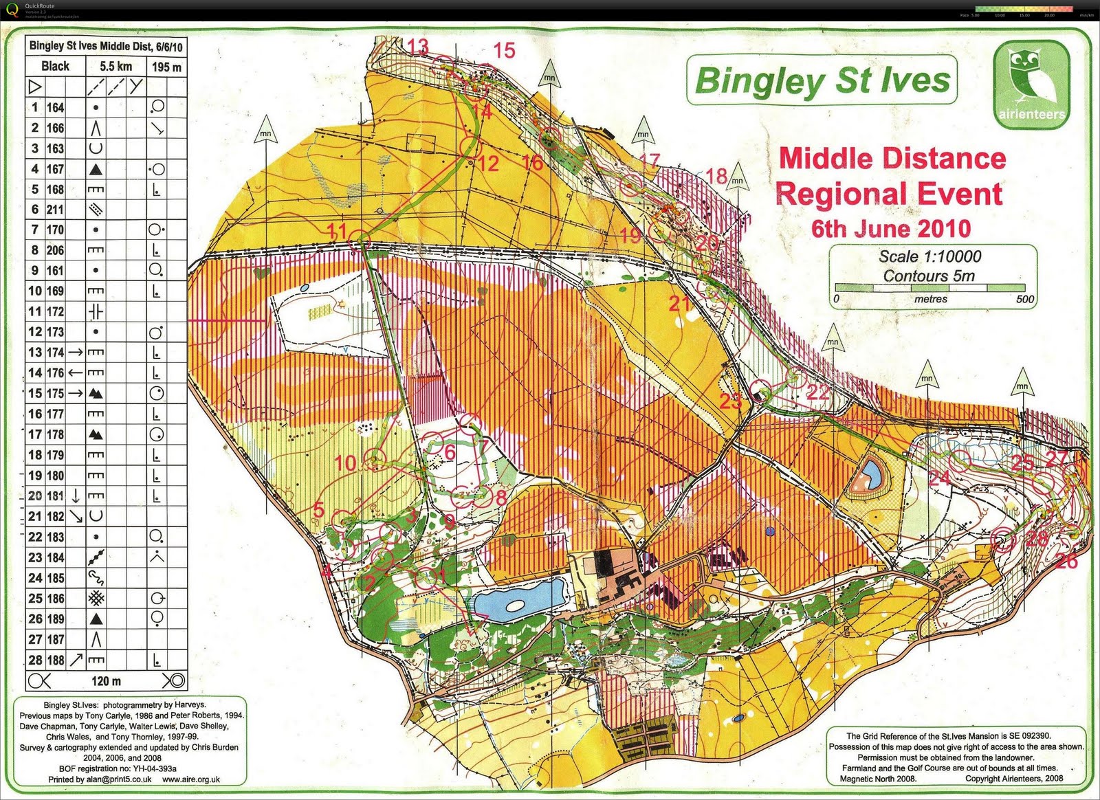 Orientēšanās kartes: Bingley St Ives (Bradford)
