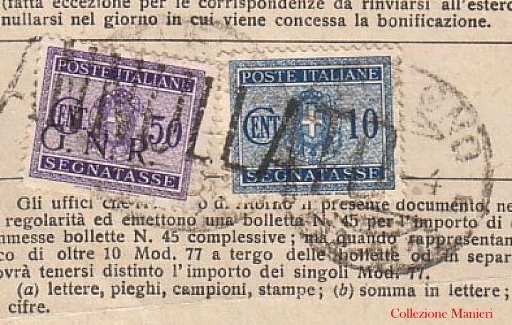 Storia postale della R.S.I.: Serie Segnatasse sovrastampata G.N.R.