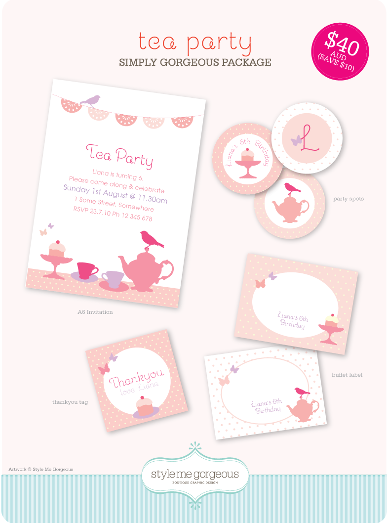 Style Me Gorgeous: {Printable Party Decor} Tea Party