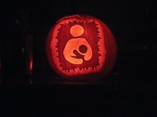 Stand and Deliver: Pregnant pumpkin carving pattern