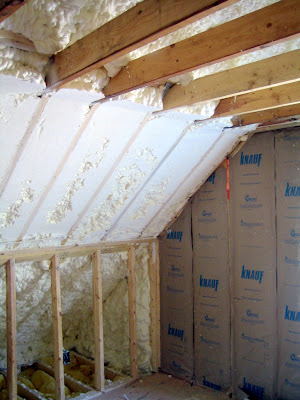 New House in Waban: Cathedral ceiling insulation