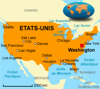 Les Etats-Unis: Localisation des Etats-Unis