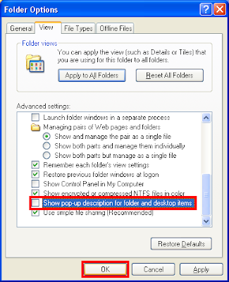 General Computers: Disable Pop-Up Description Of Desktop Items