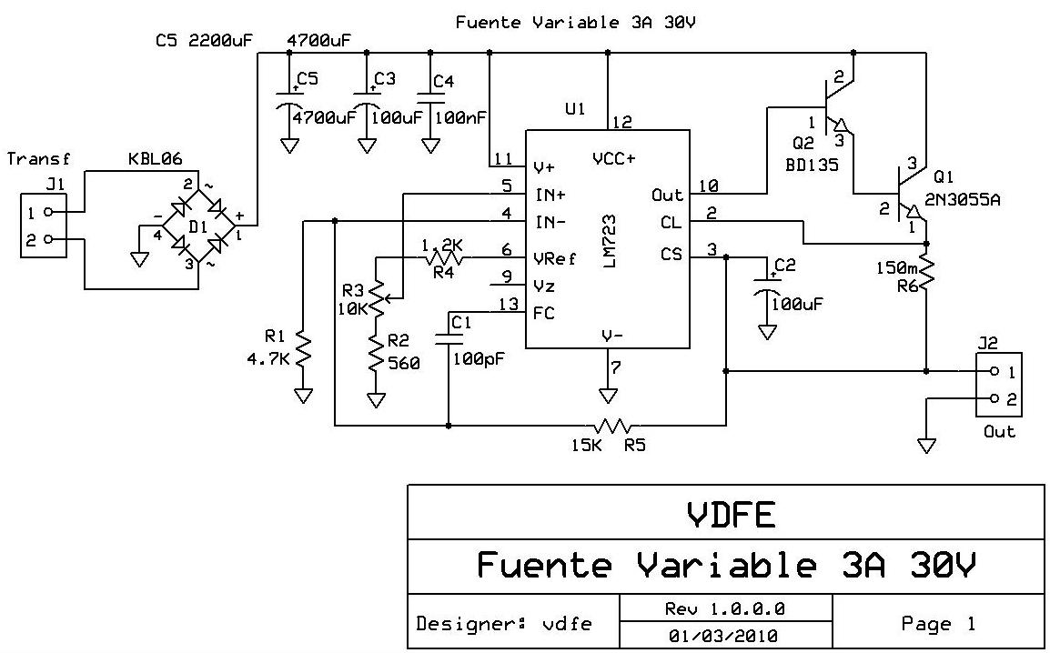 Fuente Variable 3 Amperes 30Volts.