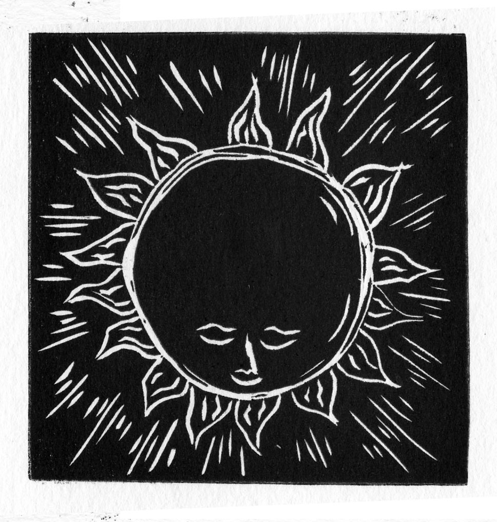 Helly Scribbles: Sun and the Moon Lino Cuts