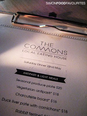 Simon Food Favourites: The Commons: Local Eating House, Darlinghurst ...